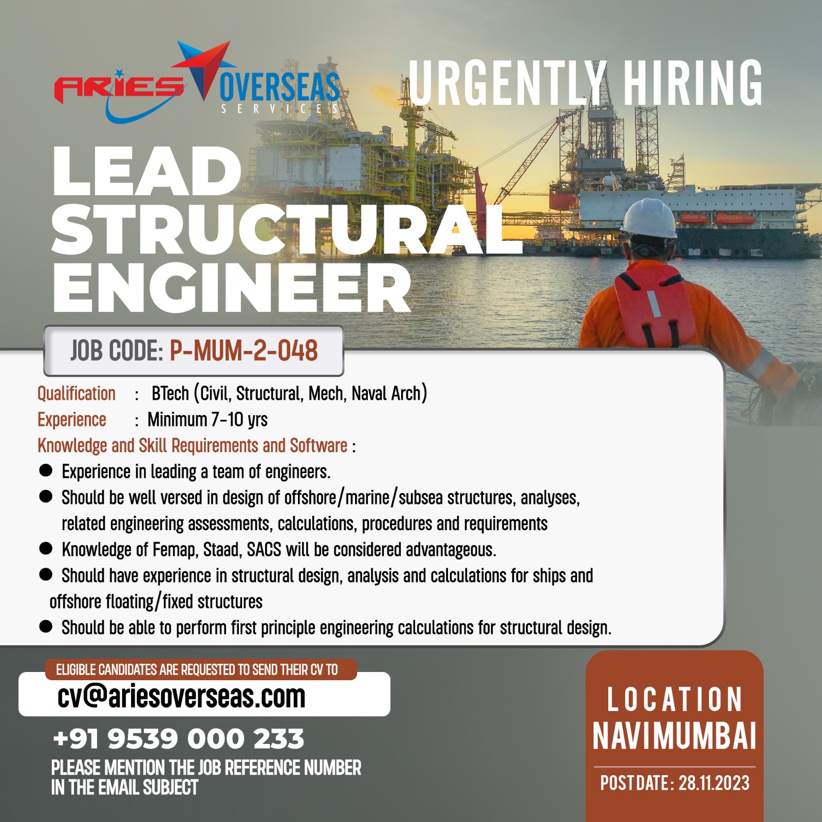 Job Alert | Aries Overseas