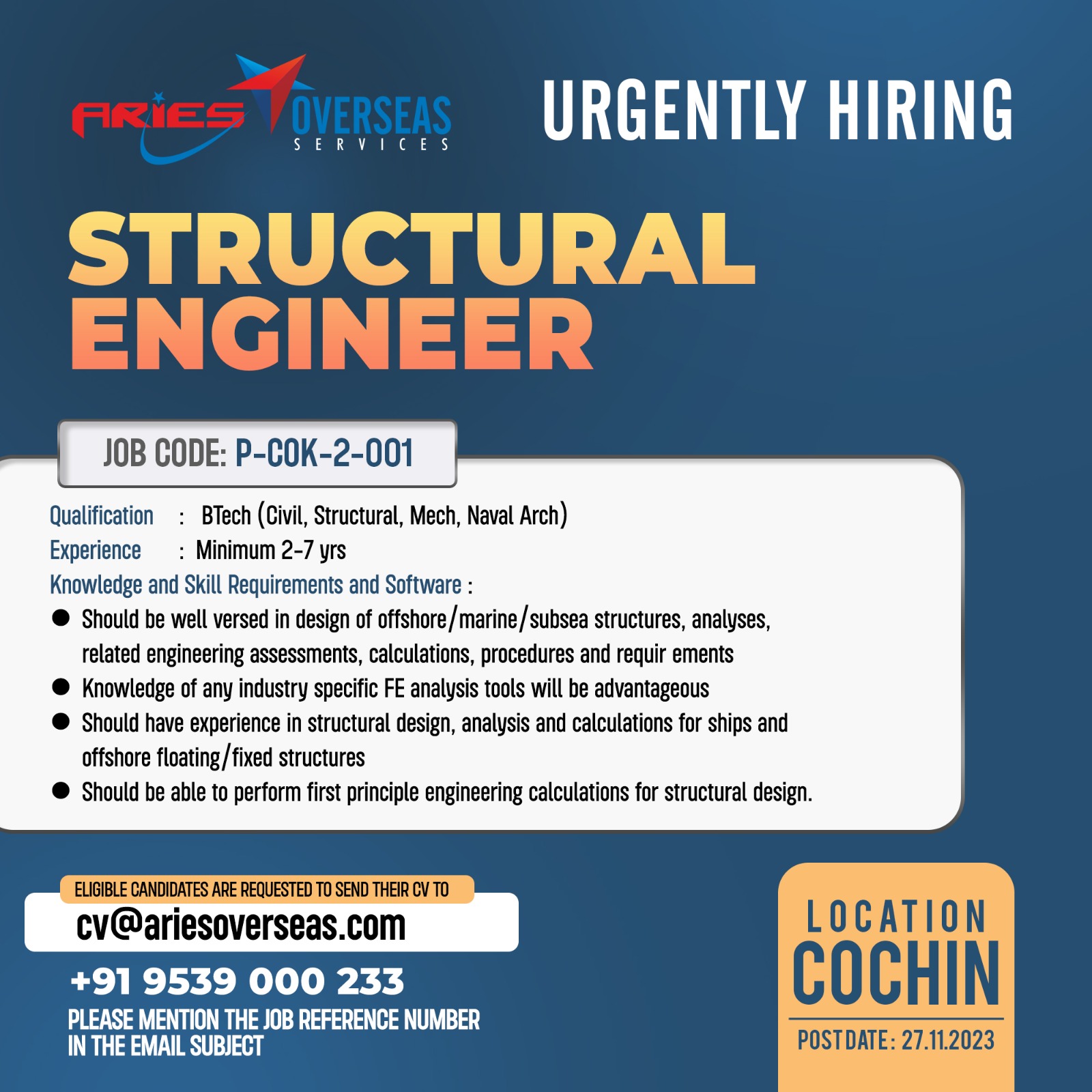 Job Alert | Aries Overseas